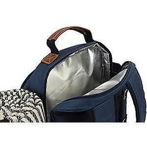 Picnic Backpack for 4 | Picnic Basket | Stylish All-in-One Portable Picnic Bag with Complete Cutlery Set, Stainless Steel S/P Shakers | Picnic Blanket Waterproof Extra Large| Cooler Bag for Camping