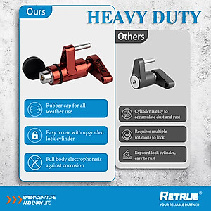 RETRUE Trailer Coupler Tongue Lock with Rubber Cap, Aluminum Alloy Trailer Hitch Lock,Dia 1/4 Inch, 7/10 Inch Span for Tow Boat RV Truck Car's Coupler Easy Lock, Red