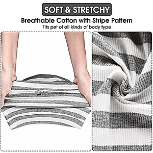 CtilFelix Dog Shirt Striped Clothes Stretchy Vests for Small Medium Large Dogs Boy Girl Cat Apparel Soft Cotton Puppy T-Shirts Lightweight Pet Tank Top Kitten Outfit Pack-2 Black & Light Grey M