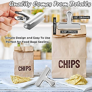 6 Pack Silver Bag Clips for Food Packages, Chip Clips Bag Clips Food Clips, Stainless Steel Heavy Duty Bag Clips for Food, Office Kitchen Home Usage Storage
