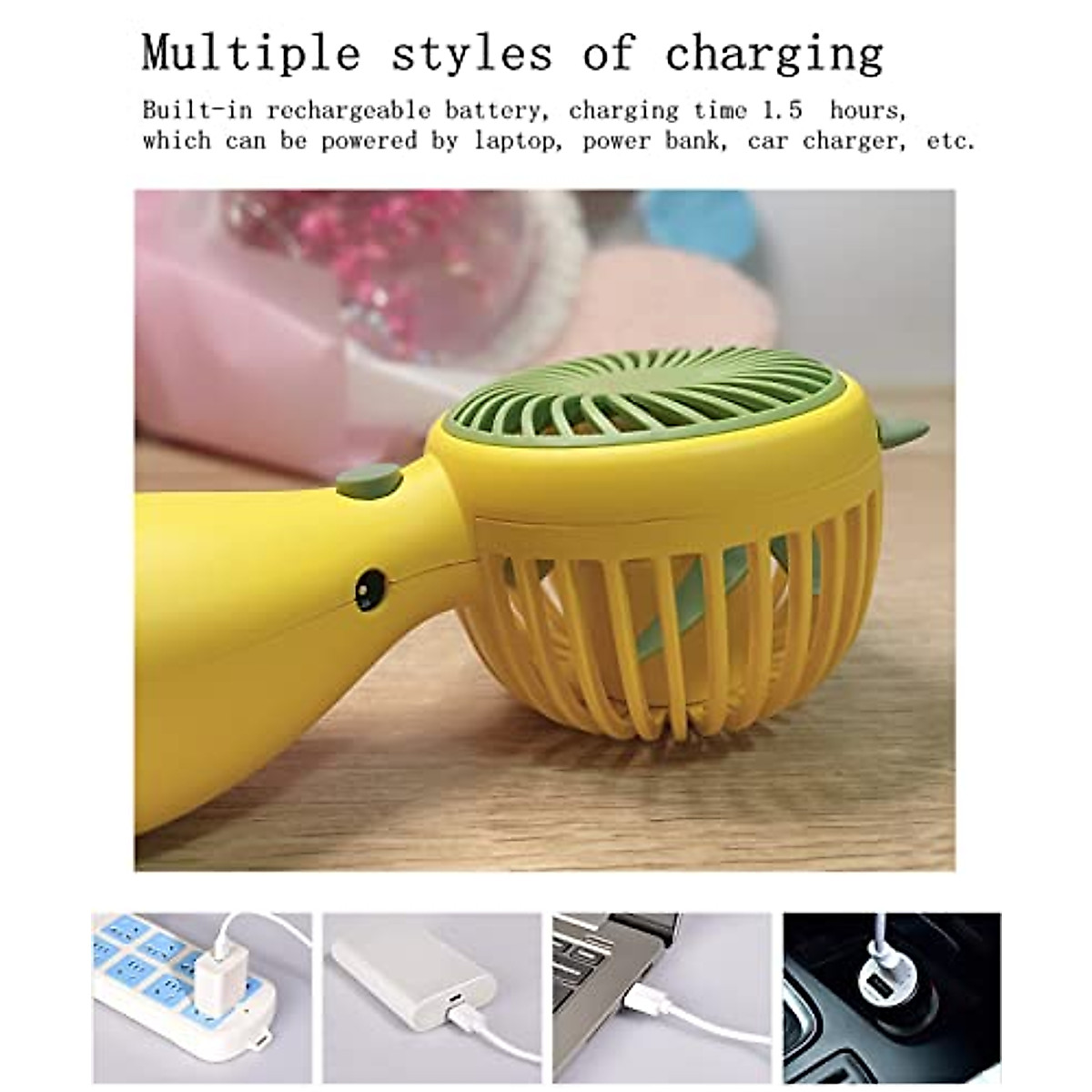 Aheadife Handheld Mini Fan,Portable USB Rechargeable Fan,Small Personal Fan Pocket Desktop Table Quiet Hand Fan with Strong