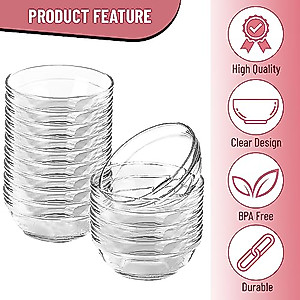SQARR Mini Glass Prep Pinch Bowls - Set of 15, 3.5 inch 4 oz Clear Glass Bowls for Condiments, Small Glass Bowls, and Pinch Bowls
