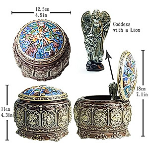 Briskfeel Vintage Music Box with Constellations Rotating Goddess LED Lights Twinkling Resin Carved Mechanism Musical Box with Sankyo 18-Note Wind Up Signs of The Zodiac Gift for Birthday (Upgraded)