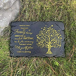 Tree of Life Song Memorial Stepping Stone,Weight 2.9 lbs Sympathy Garden Stone for Loved One,Garden Remembrance Stones,Resin Outdoor Decor (Black)