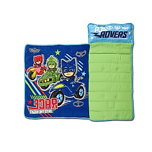 PJ Masks Race Into The Night Nap-Mat - Includes Pillow and Fleece Blanket - Great for Boys and Girls Napping at Daycare, Preschool, Or Kindergarten - Fits Sleeping Toddlers and Young Children