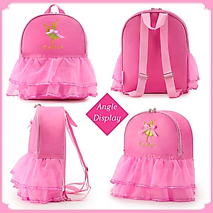 HICCUPfish Cute Ballet Dance Bag Princess Backpack Pink Shoulder Bag Girls (Tutu shoes)