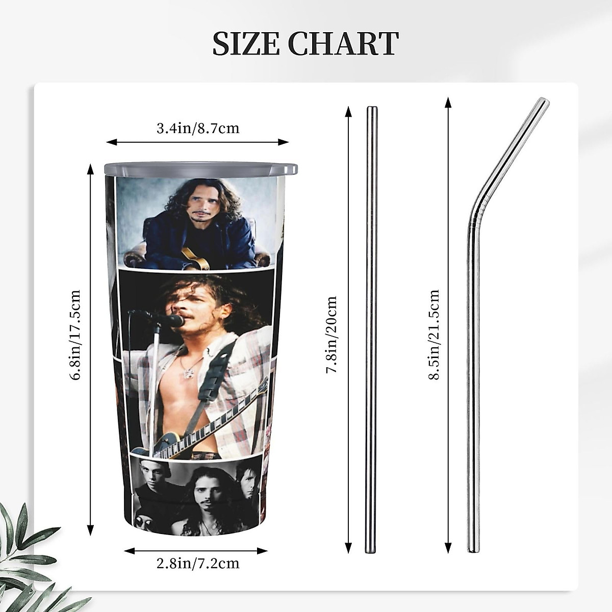 XULVYOU Chris Music Cornell Insulated Tumblers with Lid and Straws 20oz Stainless Steel Vacuum Travel Coffee Mugs Tea Cups