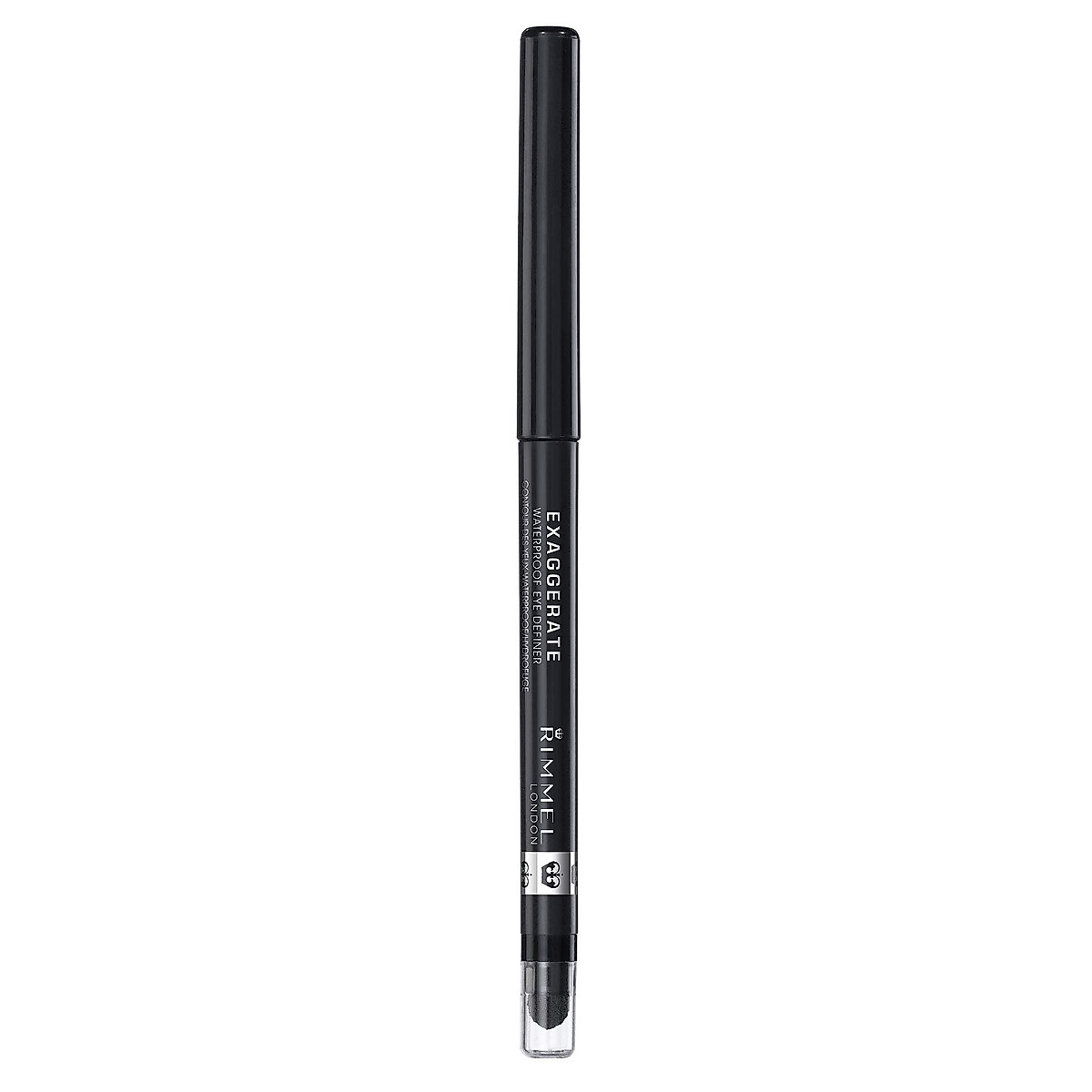 Rimmel London Exaggerate Waterproof Eye Definer Eyeliner, Highly Pigmented, Long-Wearing, Built-In Smudger, 261, Noir, 0.01oz