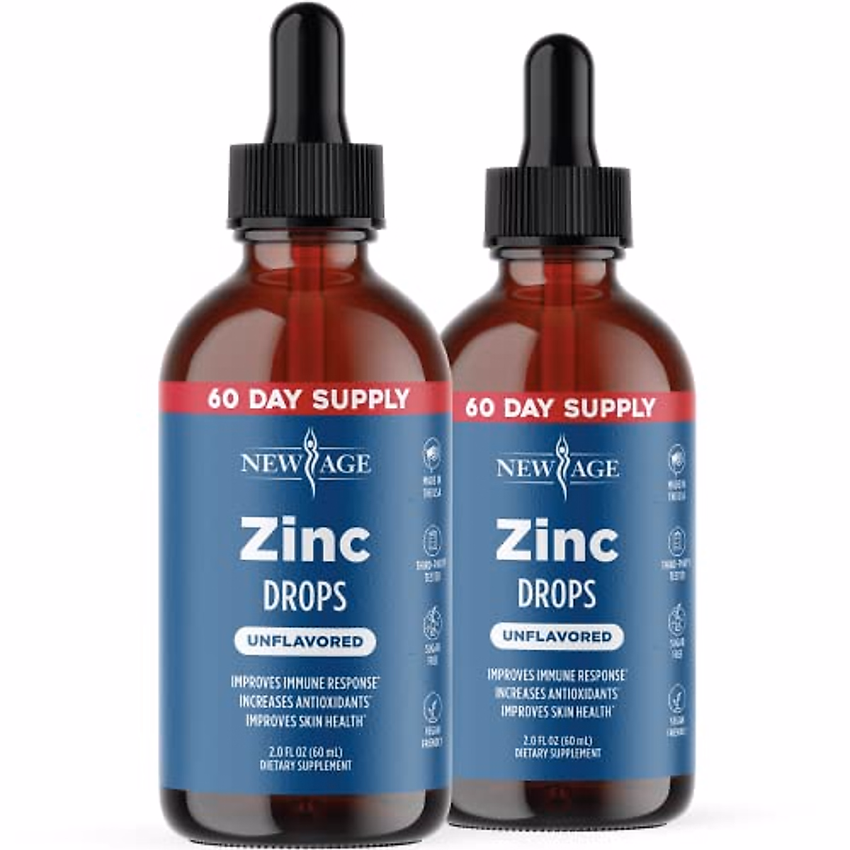 Zinc Gummies - 2 Pack - 50mg High Immune Booster Zinc Supplement, Immune Defense, Powerful Natural Antioxidant, Non-GMO - by New Age (4 Fl Oz (Pack of 2))