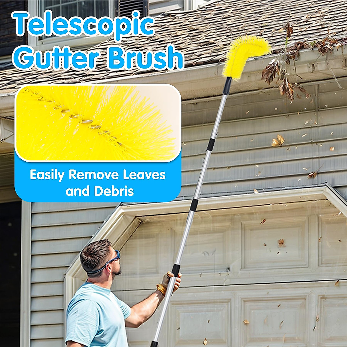Air Jade Gutter Cleaning Brush, Extendable Roofing Gutter Cleaning Tools from The Ground, 5.5 Ft Long Gutter Cleaning Tool Easy Cleaning Leaves and Debris