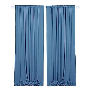 SHERWAY 2 Panels 4.8 Feet x 10 Feet Dusty Blue Photography Backdrop Drapes, Thick Blue Polyester Window Curtain for Wedding Party Ceremony Stage Decoration