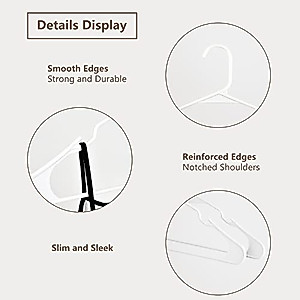 MecTo Hangers 20 Pack, White Notched Coat Hanger Space Saving Plastic Hangers Tubular Heavy Duty Clothes Hangers for Everyday Standard Use on Suits Coats Pants Dress Shirts (White, 20 Pack)