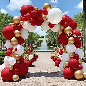 Red Balloon Garland Kit - Double Stuffed Burgundy Balloons Different Sizes 18/12/5 Inch Wine Red Balloons Maroon Balloon Arch For Birthday Wedding Anniversary Valentine Day Christmas Party Decoration