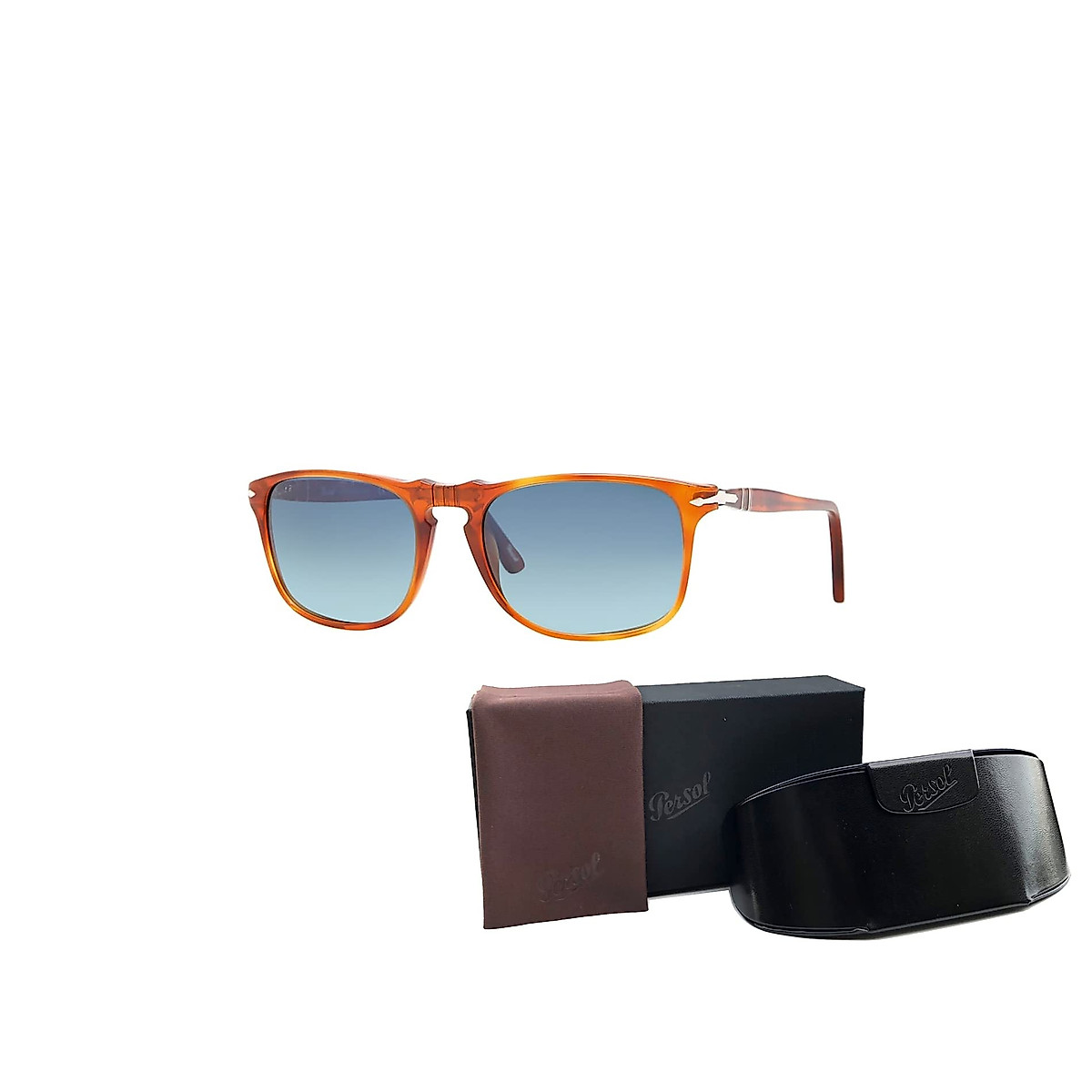 Persol PO3059S 96/S3 54MM Terra Di Siena/Polarized Gradient Blue Square Sunglasses for Men + BUNDLE With Designer iWear Eyewear Kit