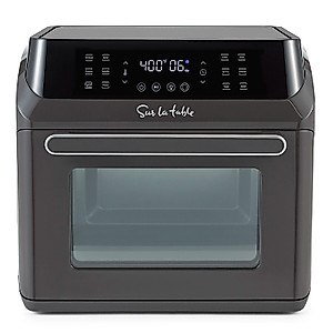 Sur La Table 16 Qt Air Fryer Oven with 12 in 1 Functions for Quick and Easy Meals, includes 7 accessories, Black