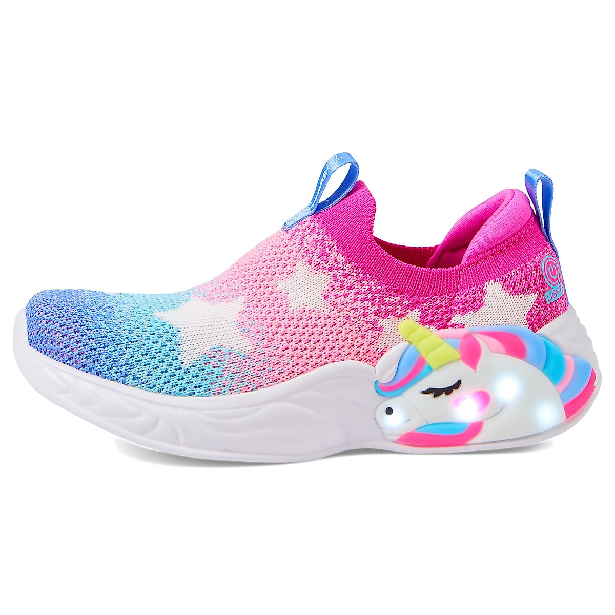 Skechers Kids Unicorn Dreams-Sherbert STA Sneaker, Hot Pink/Multi, 3 US Unisex Little Kid