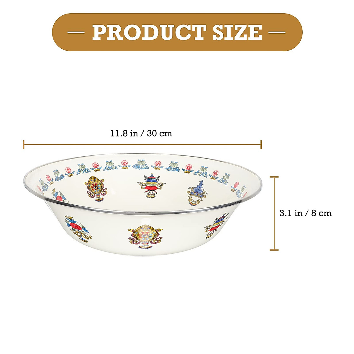 DOITOOL Metal Wash Basin chinese propane bowl enamel bowl with lid retro wedding soup bowl salad fruit serving bowl chinese decor 30cm camp cookware white collapsible bowls for camping Enamel Bowls