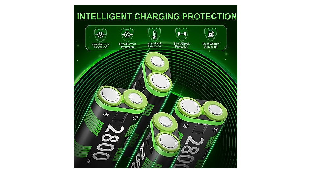 Battery Packs for Xbox One, 4 x 2800mAh Upgrade Large Capacity Battery ...