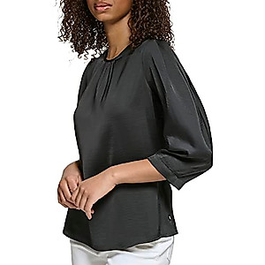 Karl Lagerfeld Paris Women's Everyday Casual Blouse, Black