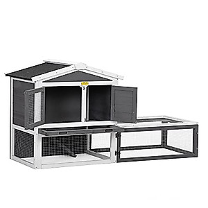 COZIWOW 61”X23.6”X36” Indoor Outdoor Wooden Large Small Animal Hutch,Pets Crate House for Rabbit Bunny Cage Dog Cat Squirrel Hamster Hedgehog Guinea Pig Habitat Chicken Coop