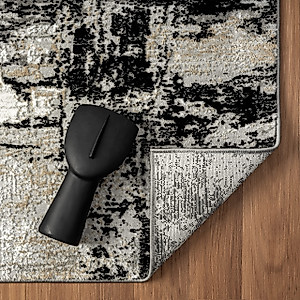 LUXE WEAVERS Distressed Abstract Gray 8x10 Area Rug, Non-Shedding Carpet