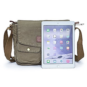 Gootium Canvas Messenger Bag - Vintage Crossbody Shoulder Bag Military Satchel, Olive Brown