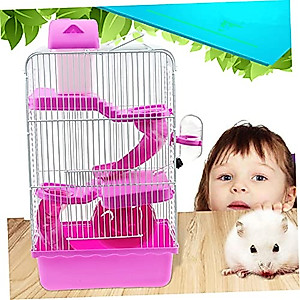 BESPORTBLE Hamster Cage Pet House Guinea Pig Villa Cage Small Animals Rabbit Cage Pink Luxury Travel Chinchilla Cage Villa Cage for Small Pets Pet Cage