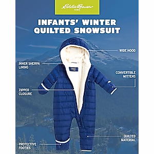 Eddie Bauer Infants' Snowsuit - Heavyweight Quilted Bodysuit - Outerwear Footed Jumpsuit Coveralls for Baby Boys/Girls, 0-18M, Size 3-6 Months, Navy Blue