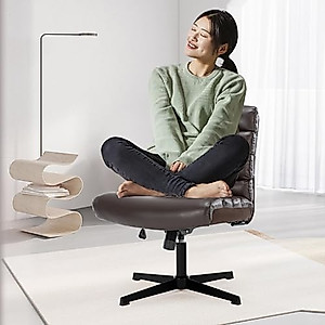 Home Office Desk Chair PU Leather, Excutive Computer Chair No Wheels Modern Office Chair for Bedroom, Game, Study, Brown