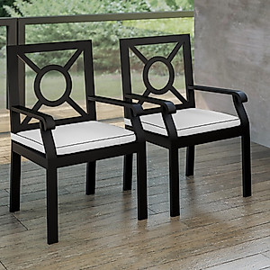 TK Classics kathy ireland Homes and Gardens Madison Ave. Set of 2 Aluminum Outdoor Dining Armchairs with Cushions, Snow
