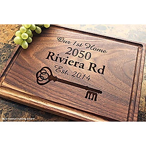 Straga Personalized Cutting Boards | Handmade Wood Engraved Charcuterie | Custom Housewarming, Home Purchase Gift for Homeowners, Rest Estate Agents (First Home Design No.302)