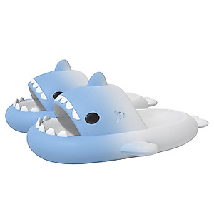 XPKWS Shark Slides for Women and Men Unisex Cloud Slippers Adult Novelty Beach Sandals with Thick Sole (JB-BW,7.5-8 Women/6.5-7 Men,3839)