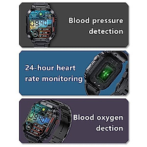 PODOEIL Military Smart Watch for Men with Bluetooth Calling, 100+ Sports Modes Activity Tracker Watch for iPhone Samsung Android, 1.96" HD Smartwatch with Health Monitor Sleep Monitor (Space Grey)