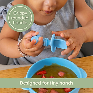 Upward Baby Spoons 3 pack - Baby Spoons Self Feeding 6 Months - Chewable Toddler Utensils with Anti Choke Barrier - Silicone baby spoons - Baby Utensils & Baby Feeding Supplies Infant First Stage