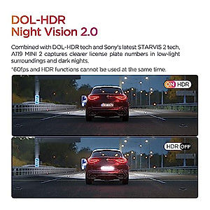 【Bundle: VIOFO A119 Mini 2 + HK4 Hardwire Cable】 VIOFO Mini Dash Cam Front A119 Mini 2, STARVIS 2 Sensor, 2K 60fps/HDR 30fps Voice Control Car Dash Camera with 5GHz Wi-Fi GPS, 24H Parking Mode