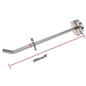 Rannb Long Nose Hook Single Hooks Robe Hook Stainless Steel 8-inch Length - Pack of 4