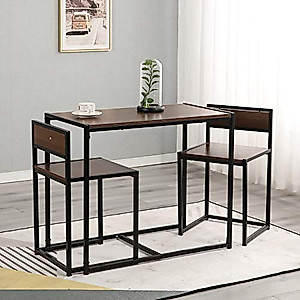 DlandHome Dining Table Set, 3 Piece Dining Room Table and Chairs, Nesting Style Kitchen Coffee Table Set for 2, Versatile/Tall/Modern Table Set, LD-CT01WNT