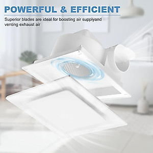 POWERENG Bathroom Ventilation Fan, 141CFM 0.7Sones Ceiling Mount Exhaust Fan,Bathroom Ceiling Fan,4 Inches Duct,White.