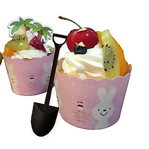 QWloog Magzipo Mini Shovel Shape Spoons,Disposable Plastic Dessert Spoon,Black(100)