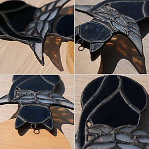 BOXCASA Handmade Black Cat Memorial Gifts - Stained Glass Pet Sympathy Gift with Angel Wings, Window Hanging Memorial Decor for Cat Lovers (Loss of Pet, Rainbow Bridge)