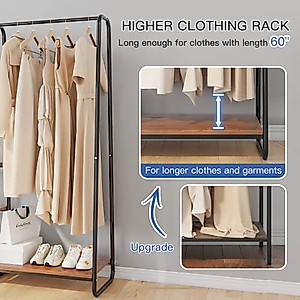 Raybee Clothing Rack 67”H Clothes Rack with Shelves Clothing Racks for Hanging Clothes Heavy Duty Garment Rack Portable Clothing Rack with Shelves Free Standing Wardrobe Closet 67" Hx39.8 Lx15.8 D