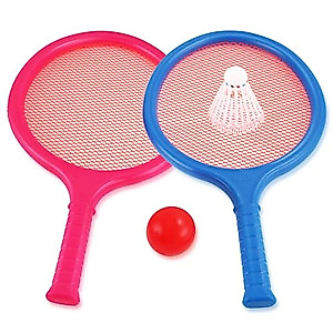 Badminton Racket Set for Kids, Toddlers with 2 Paddles, Ball and Birdie - Junior Kindergarten Student Outdoor Sports Tennis Racquet Play Game Beach Toys