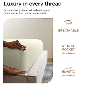 Threadmill Certified 100% American Supima Cotton Sheets, King-Sheets, 1000 Thread Count, 4 Piece Luxury Bed Sheets Set, Hotel Quality Sateen Weave, Ivory Sheets with Elasticized Deep Pocket