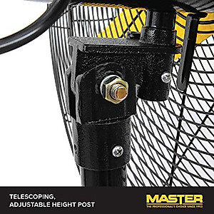 Master 24 Inch Oscillating Industrial High Velocity Pedestal Fan - Direct Drive, All-Metal Construction with OSHA-Compliant Safety Guards, 3 Speed Settings (MAC-24POSC)