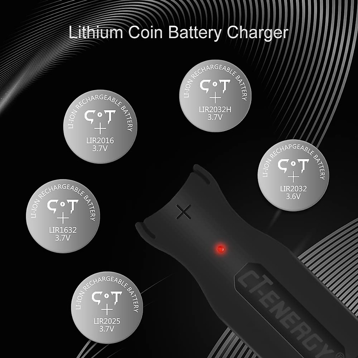 Button Coin Cell Battery Charger 2032 2016 2025 1632 1025 1220 1254 1620 USB Charge Rechargeable Lithium Ion Round Button Batteries 3.7V (Battery Not Include)