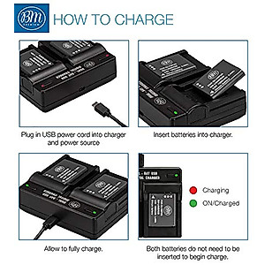 BM Premium 2 LI-90B, LI-92B Batteries and Dual Battery Charger for Olympus Tough TG-6, TG-5, TG-Tracker, Tough SH-1, SH-2, SP100 IHS, Tough TG-1 iHS, TG-2 iHS, TG-3, TG-4, SH-50, SH-60, XZ-2 iHS