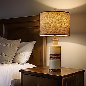 BOBOMOMO 24.5" USB A+C 3-Way Dimmable Touch Control Boho Table Lamp Set of 2 for Living Room Nightstand Beside Lamps for Bedroom(Include Two Bulbs)