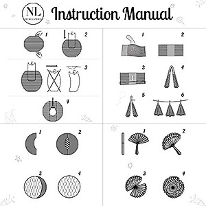 NICROLANDEE Black and Gold Party Decorations - 28Pcs Black Gold Tissue Paper Pom Poms Flowers Hanging Paper Lanterns Star Garland Tassel for Wedding, Birthday, Prom Night, New Years Decorations