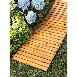 Plow & Hearth 6-Foot Cedar Wooden Pathway | Portable | Weather-Resistant Walkway for Yard & Garden | Easy to Clean & Store | 72" L x 18" D x 6" H