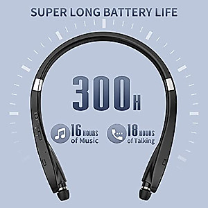 Bluetooth Headset, 2023 Upgraded Foldable Bluetooth Headphones with Retractable Earbuds, Noise Cancelling Stereo Earphones with Mic, Wireless Neckband Headphones for Sports Workout Gym with Carry Case